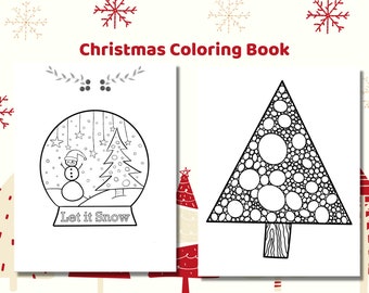 Lovely Christmas 2 Pack of 12 Designs Grayscale Christmas Coloring Book ...