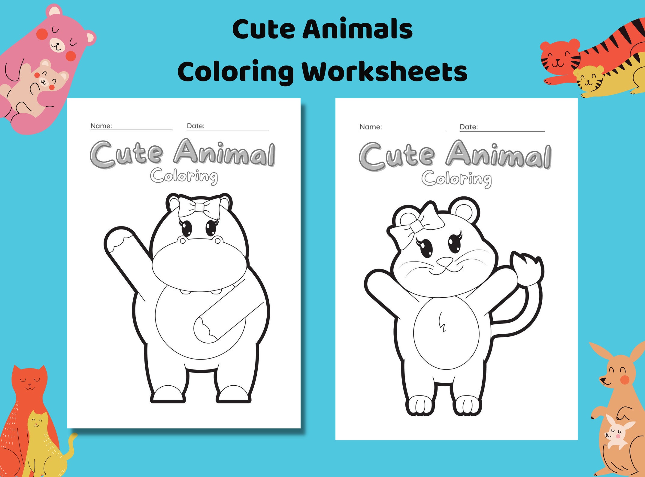 Cute Animals Worksheet PRINTABLE - Etsy