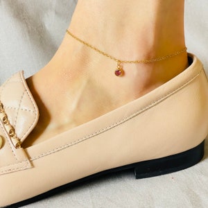 Birthstone Anklet Gemstone Anklet Solid GOLD Anklet Gold - Etsy
