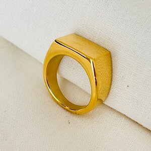Gold Rectangle Signet Ring Unisex Rectangle Signet Ring - Etsy