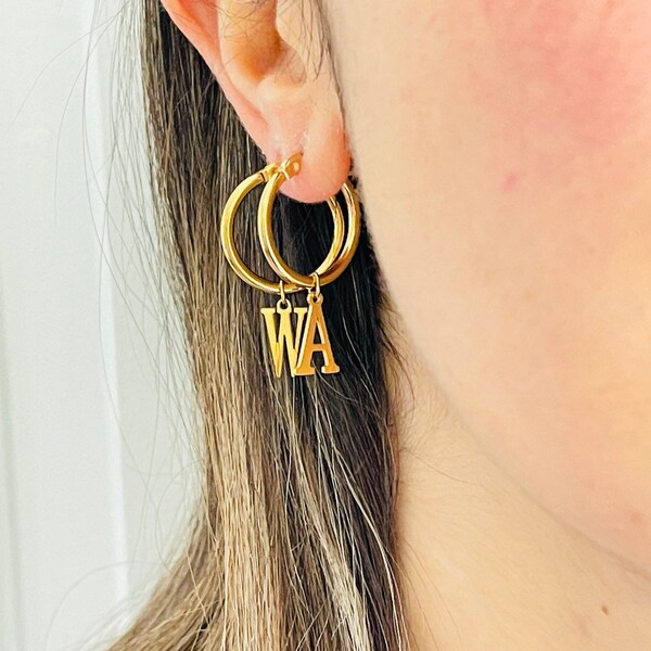 Initial Earrings - Etsy