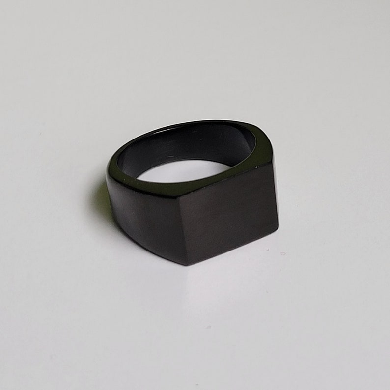 Black Rectangle Signet Ring Rectangle Ring Rectangle Black - Etsy