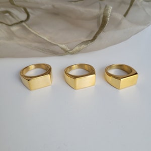 Gold Rectangle Signet Ring Unisex Rectangle Signet Ring - Etsy