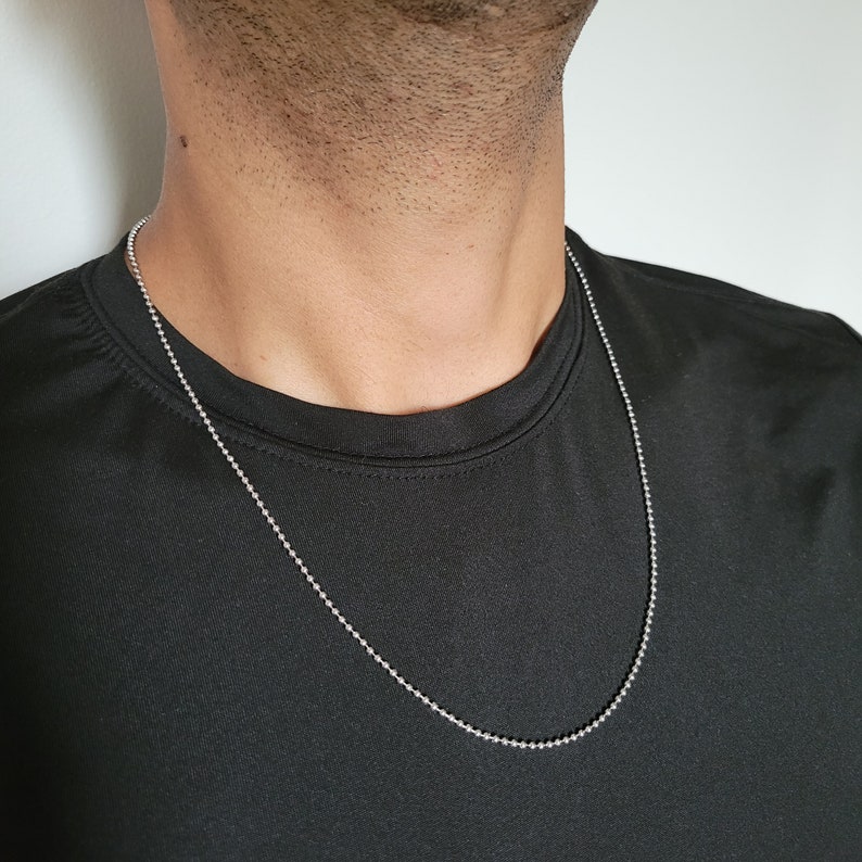 Silver Ball Bead Chain Necklace, Ball Chain Necklace for Men, Silver ...