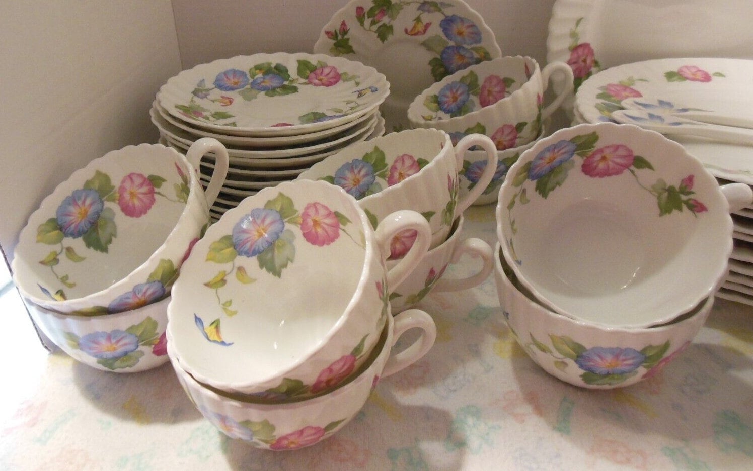Embassy Ware Dishes Morning Glory Design 38 Pc. Set England Collector Dishes Floral Design Gift ...