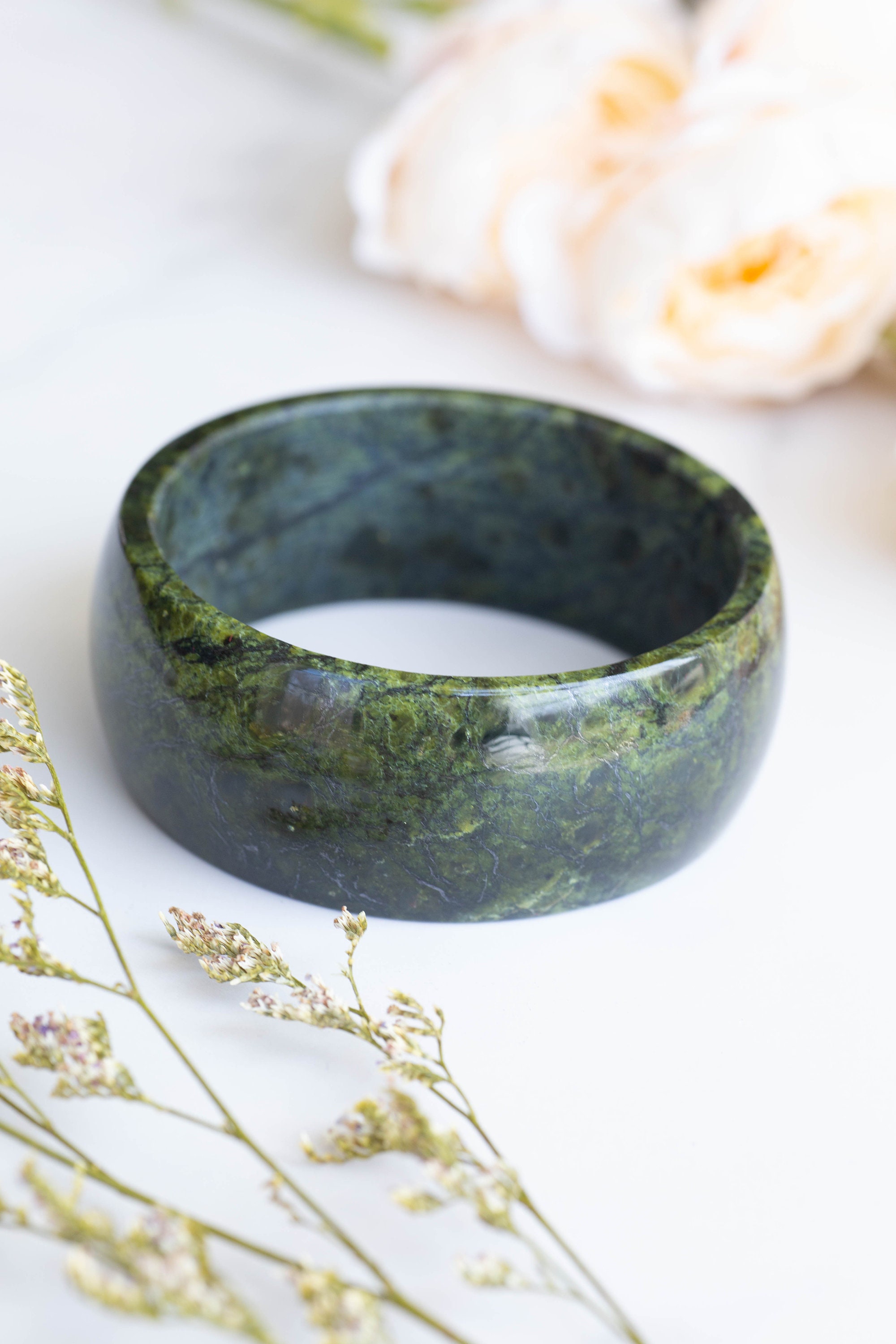 Serpentine Bangle Bracelet.inner Diameter 60mm. Natural Stone Bracelet ...