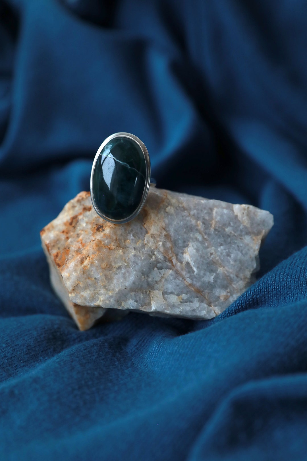 Ophite Sterling Silver Statement Ring, Verde Antique, Size 7 - Etsy
