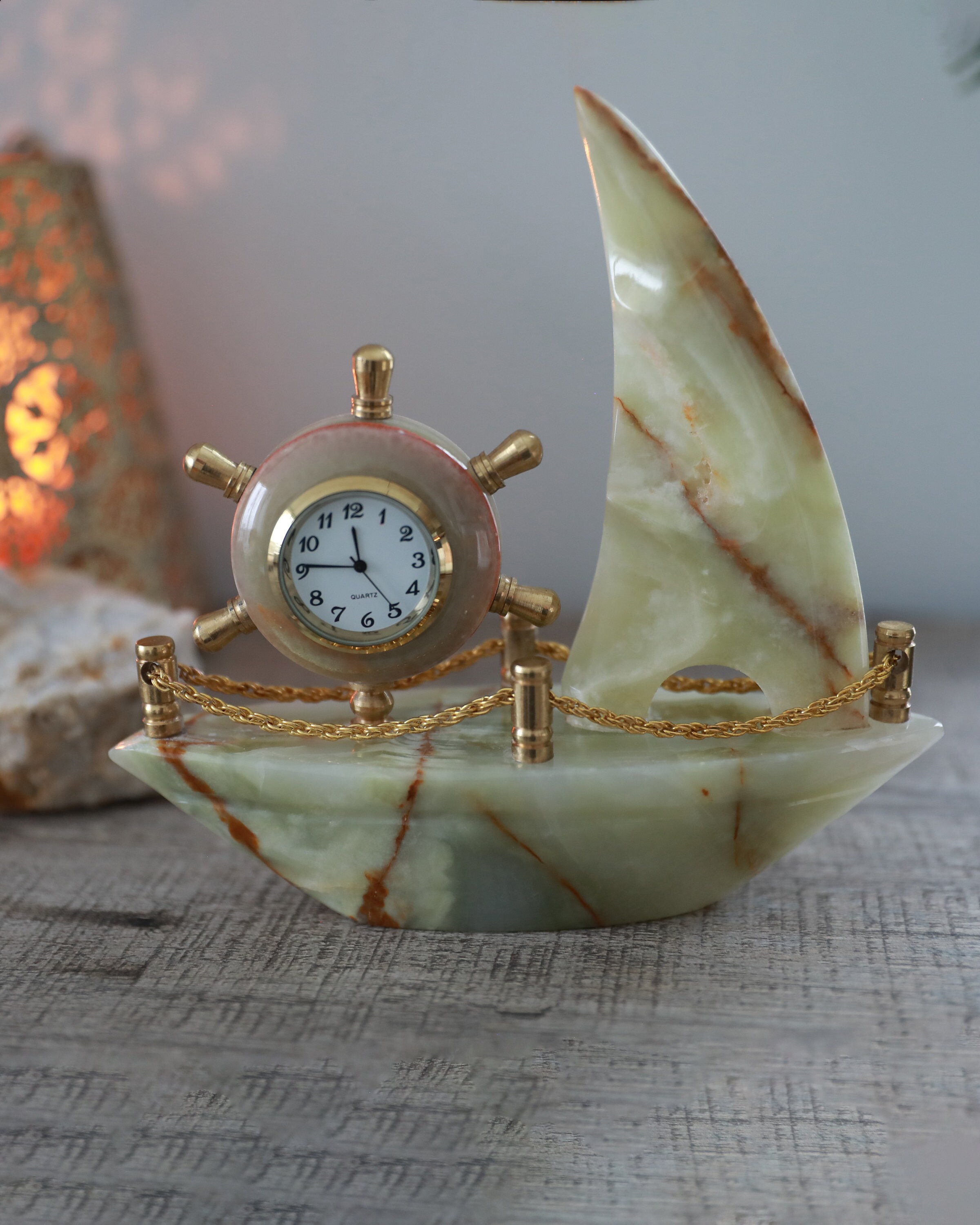 Onyx Sail Boat Clock. Premium Quality Gift. Perfect Gift for Home or ...