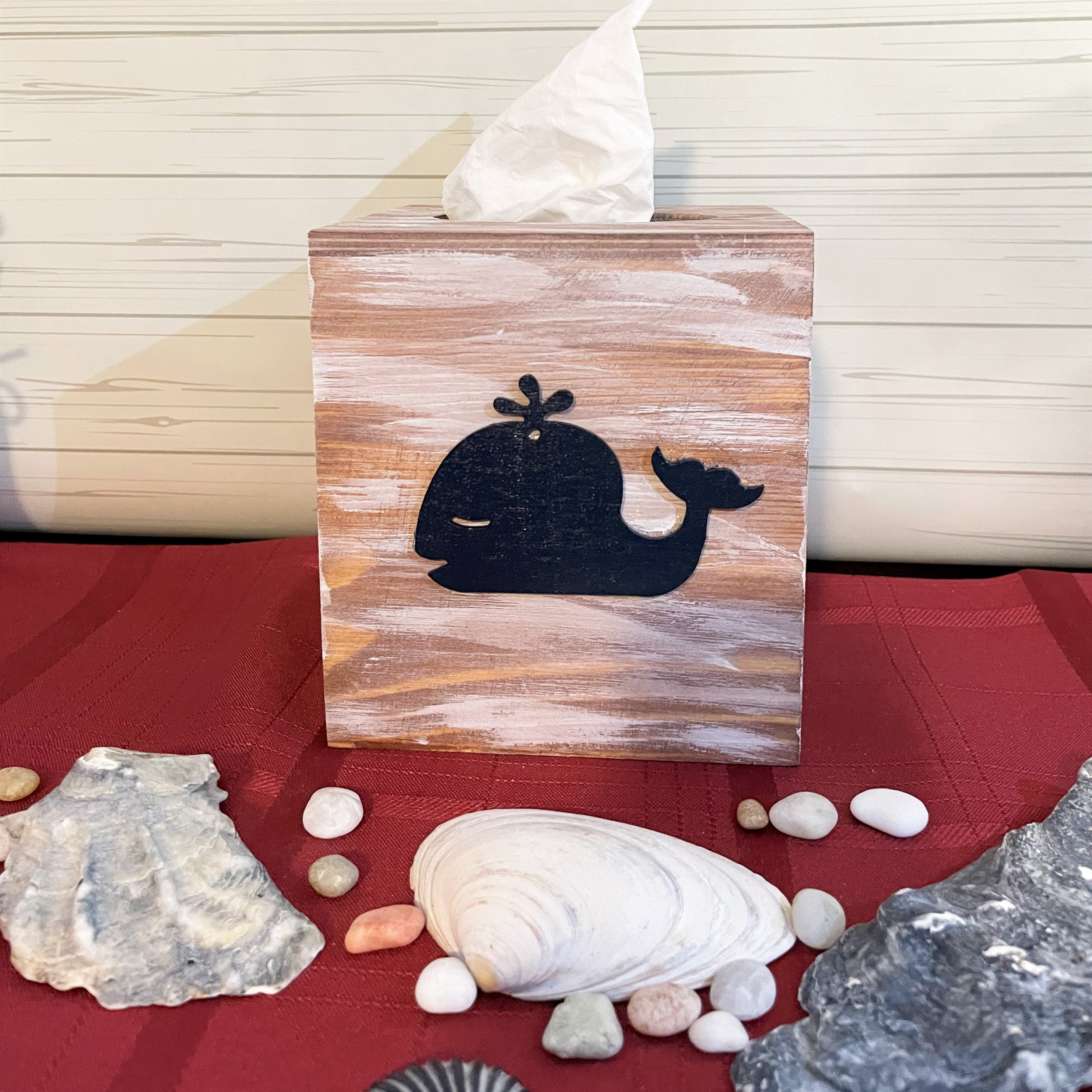 Rustic Nautical Distressed Wood Tissue Box Cover With Sea - Etsy