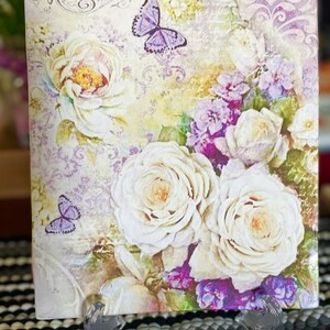 Vintage French Country Paris Script Wall Art, Pretty Purple Flowers and ...