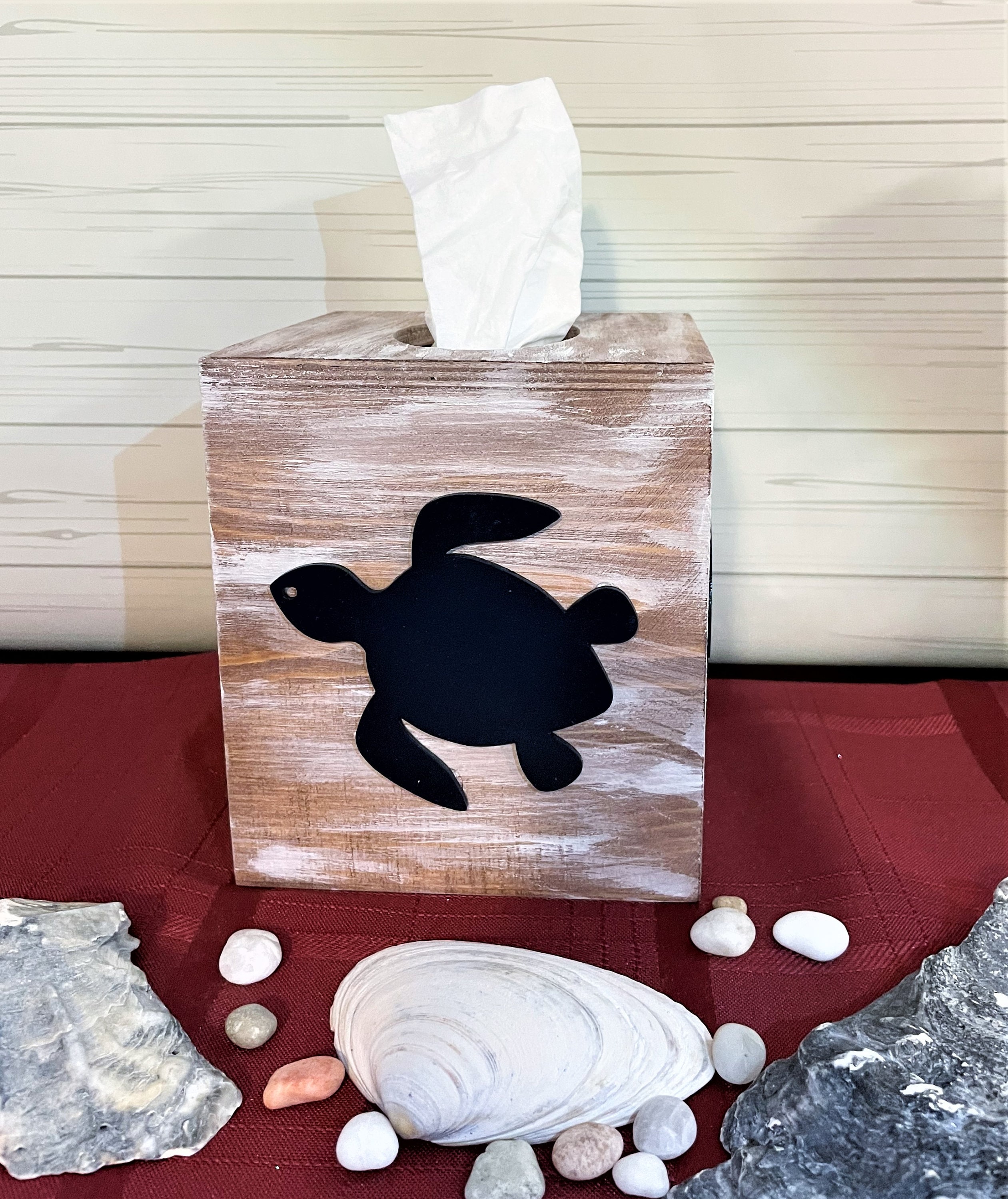 Rustic Nautical Distressed Wood Tissue Box Cover With Sea - Etsy