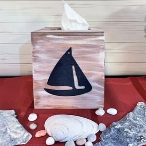 Rustic Nautical Distressed Wood Tissue Box Cover With Sea - Etsy