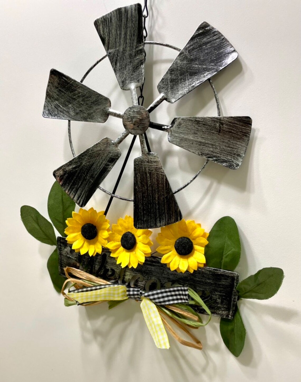 Rustic Distressed Galvanized Metal Windmill Welcome Sign - Etsy