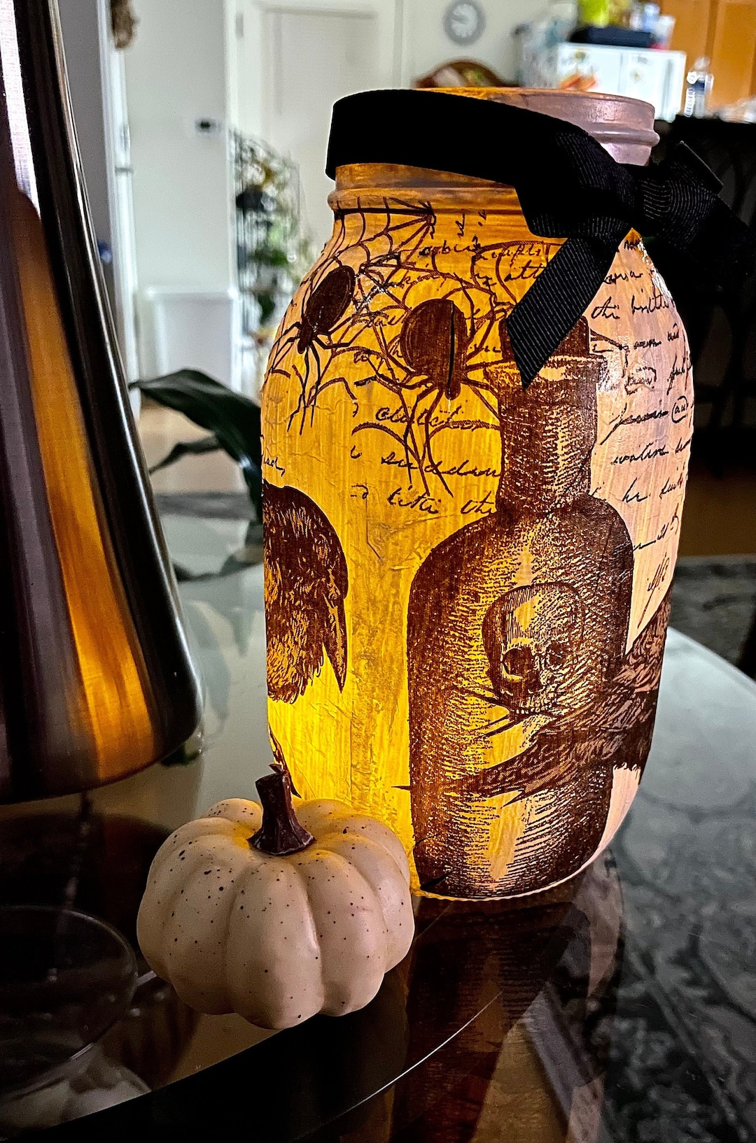 Halloween Mason Jar, With LED Light, Black and White, Poison Bottle ...