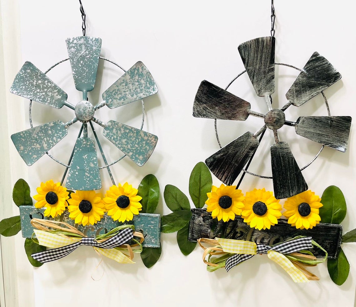 Rustic Distressed Galvanized Metal Windmill Welcome Sign - Etsy