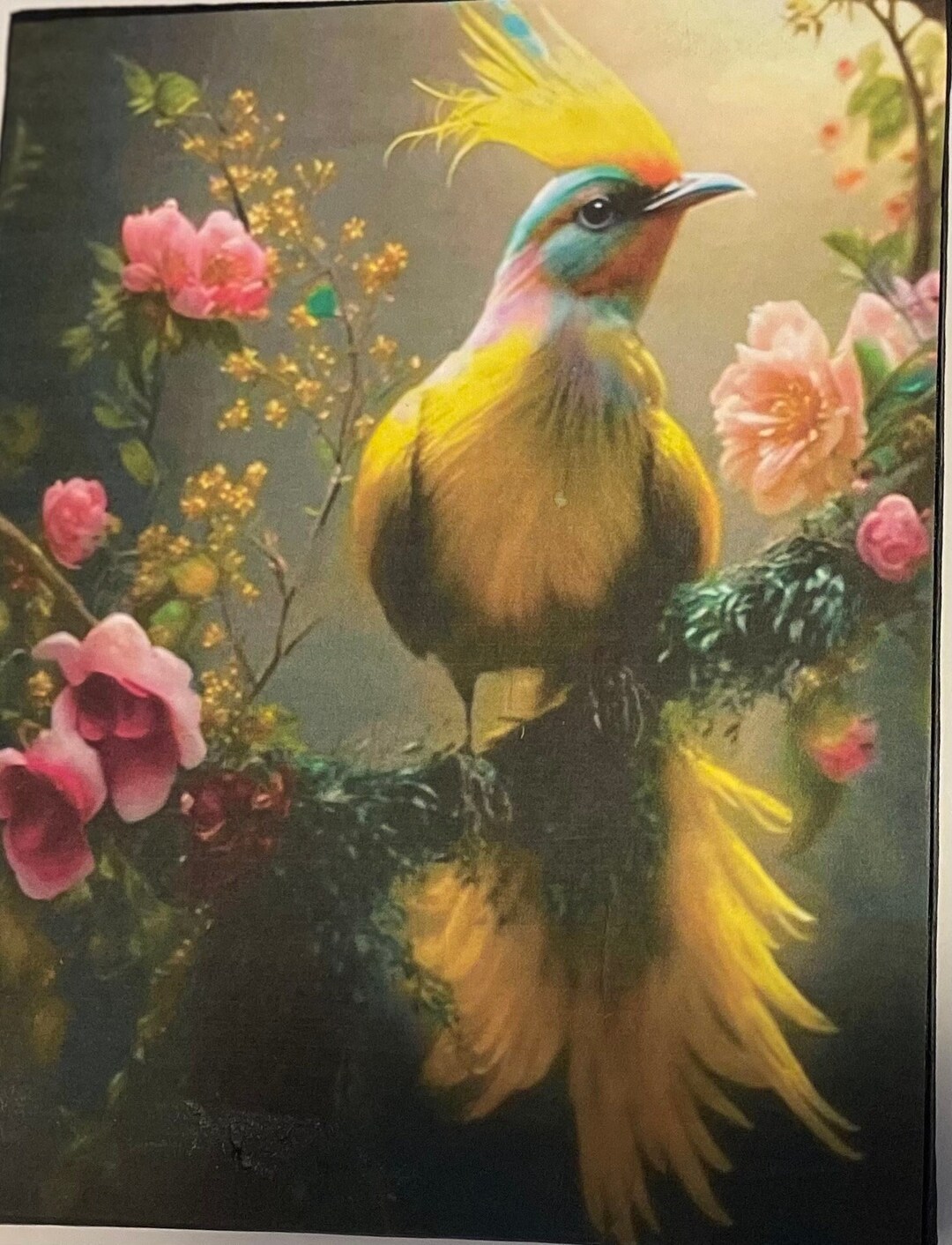 Colorful Bird & Roses Art: Decoupage Wrapped Canvas (8x10) - Etsy