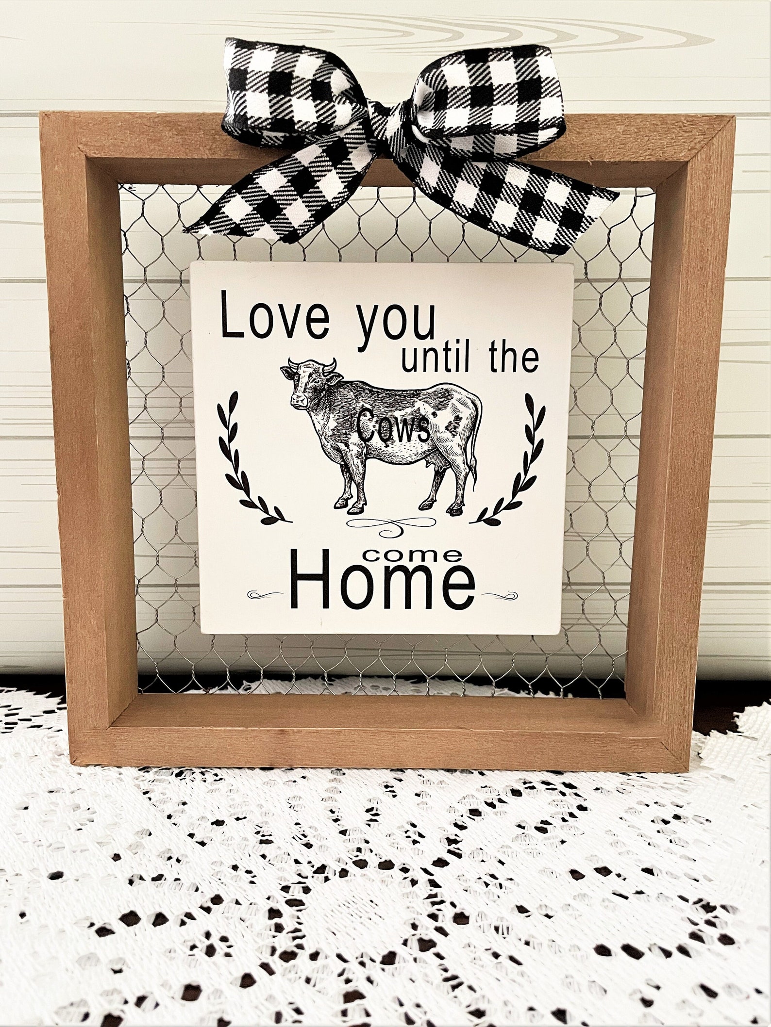 Rustic Farmhouse Decor Country Decor Wood Framed Cow Pig - Etsy