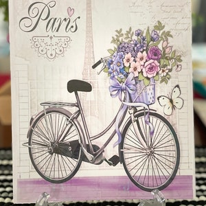 Vintage French Country Paris Script Wall Art Bicycle With a - Etsy