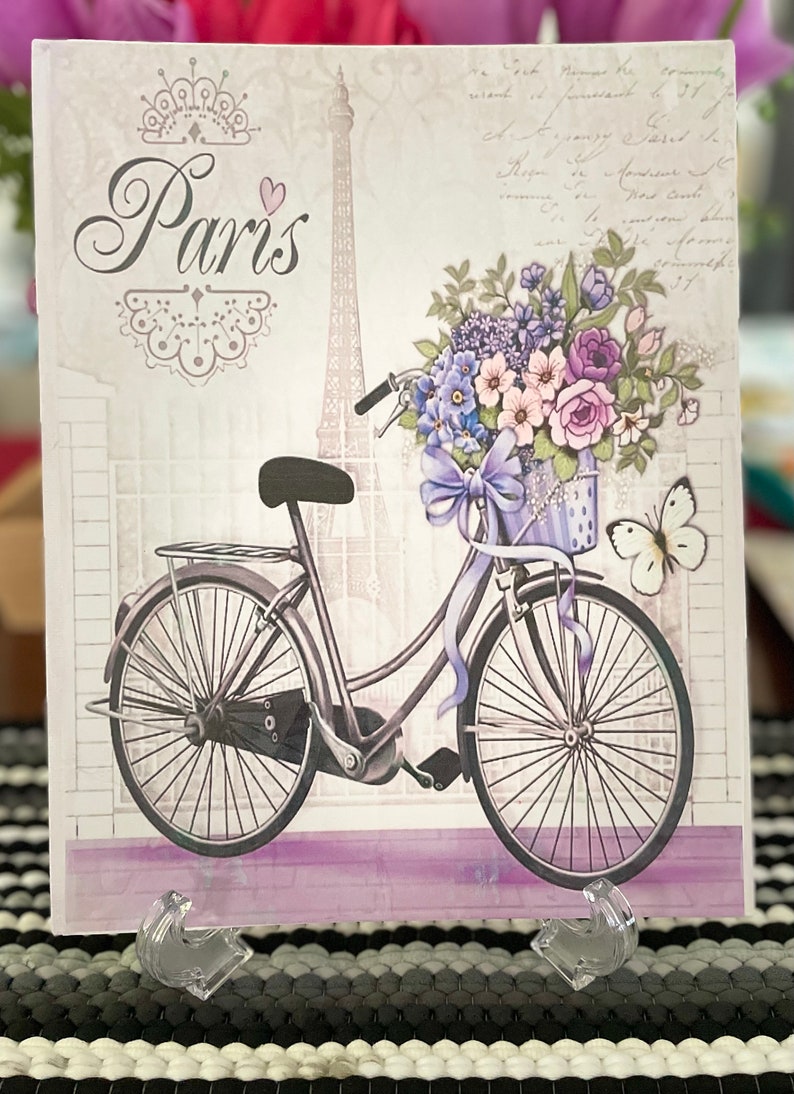 Vintage French Country Paris Script Wall Art Bicycle With a - Etsy