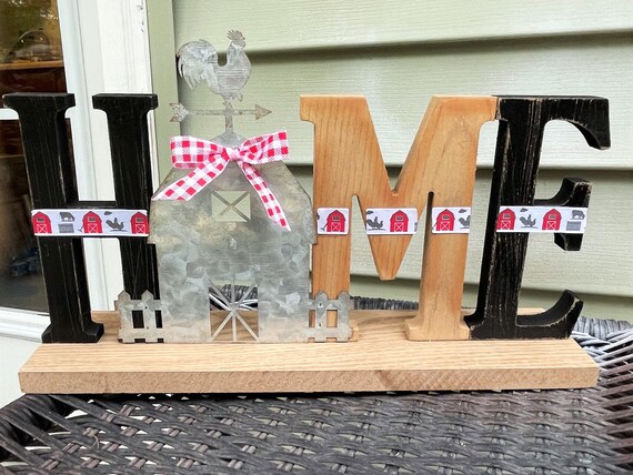 Rustic Farmhouse Wood Sign Galvanized Metal Barn With a - Etsy