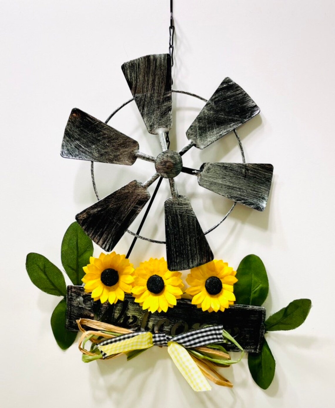 Rustic Distressed Galvanized Metal Windmill Welcome Sign - Etsy