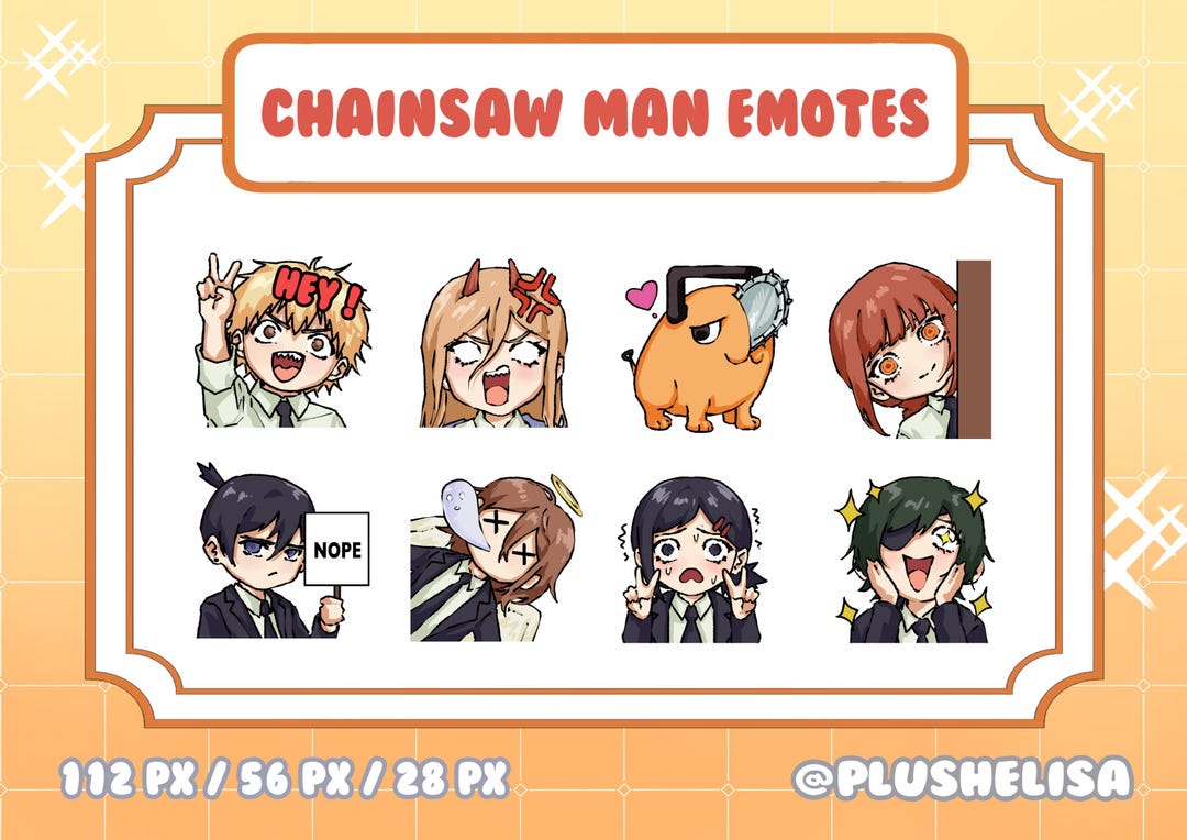 CHAINSAW MAN Emotes Pack (8) / Twitch Emote / Discord / Youtube / Chibi ...