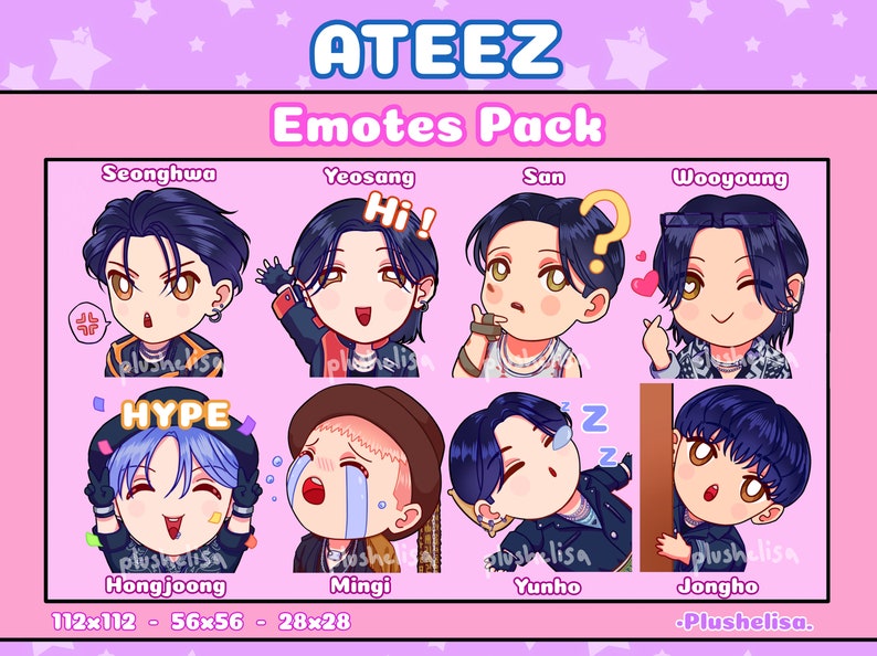 ATEEZ Emotes Pack (8) / Twitch Emote / Discord / Youtube / Chibi Emote ...