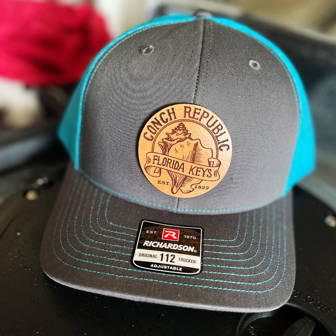 Conch Republic Florida Keys Hat | Custom Laser Engraved Leather Patch ...