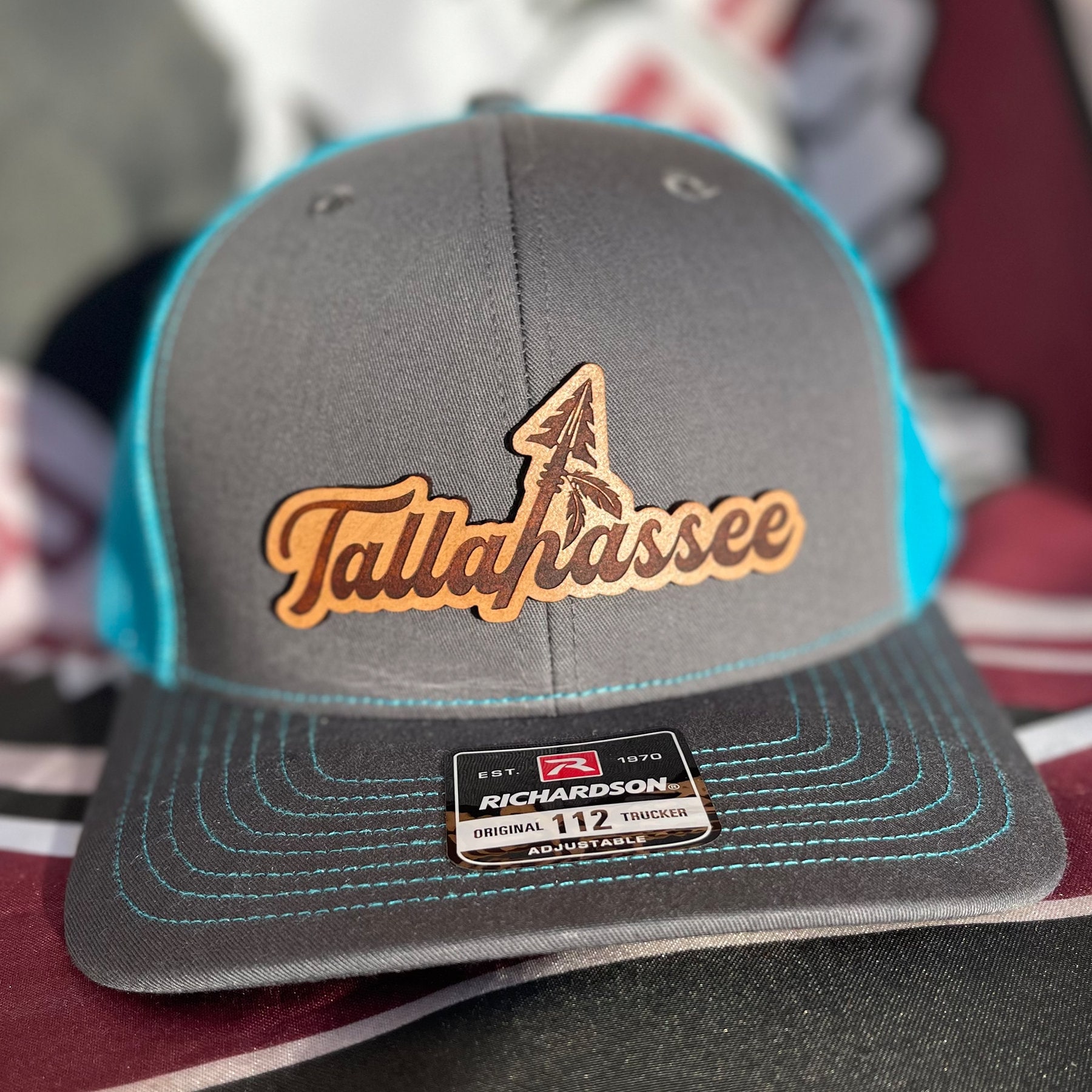 Tallahassee, Florida Hat Laser Engraved Leather Patch Hat Richardson ...