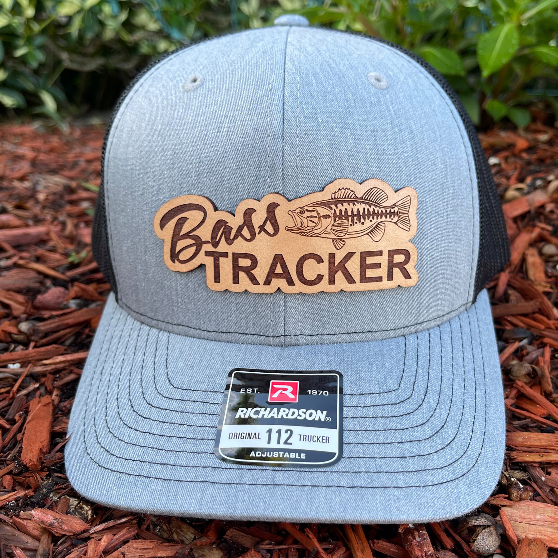 Bass Tracker Largemouth Bass Fish Hat Custom Laser Engraved Leather ...