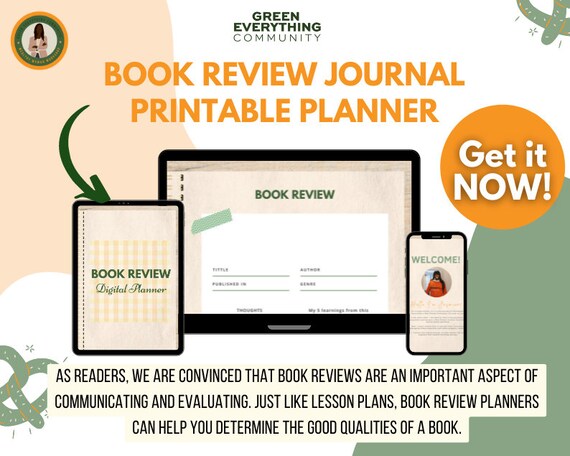 Book Review Journal Printable Planner | Etsy