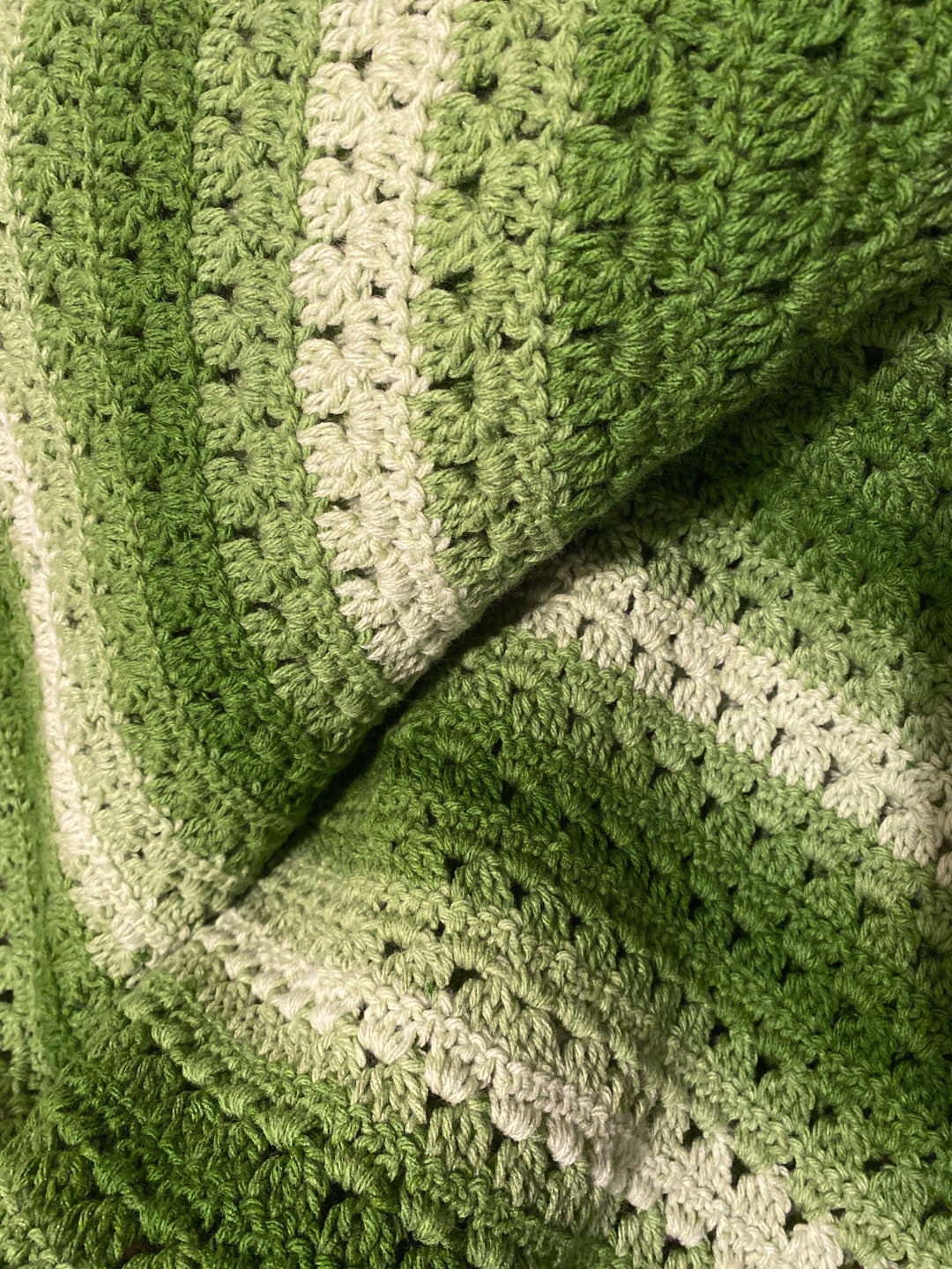 Handmade Green Apple Ombre' Crochet Blanket/throw Diamond Pattern - Etsy