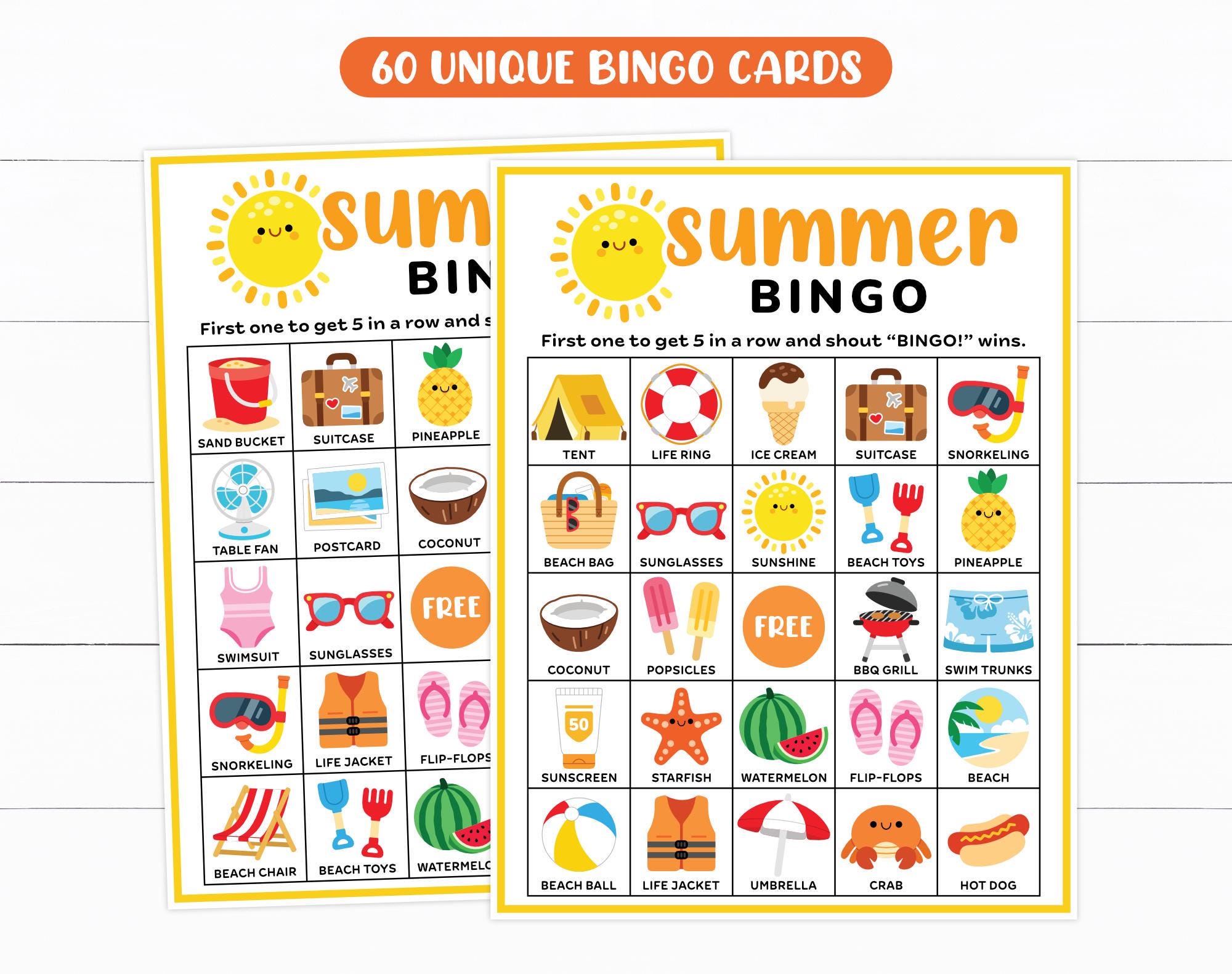 Summer Bingo Cards, Printable Summer Bingo Game, Beach Day Bingo ...