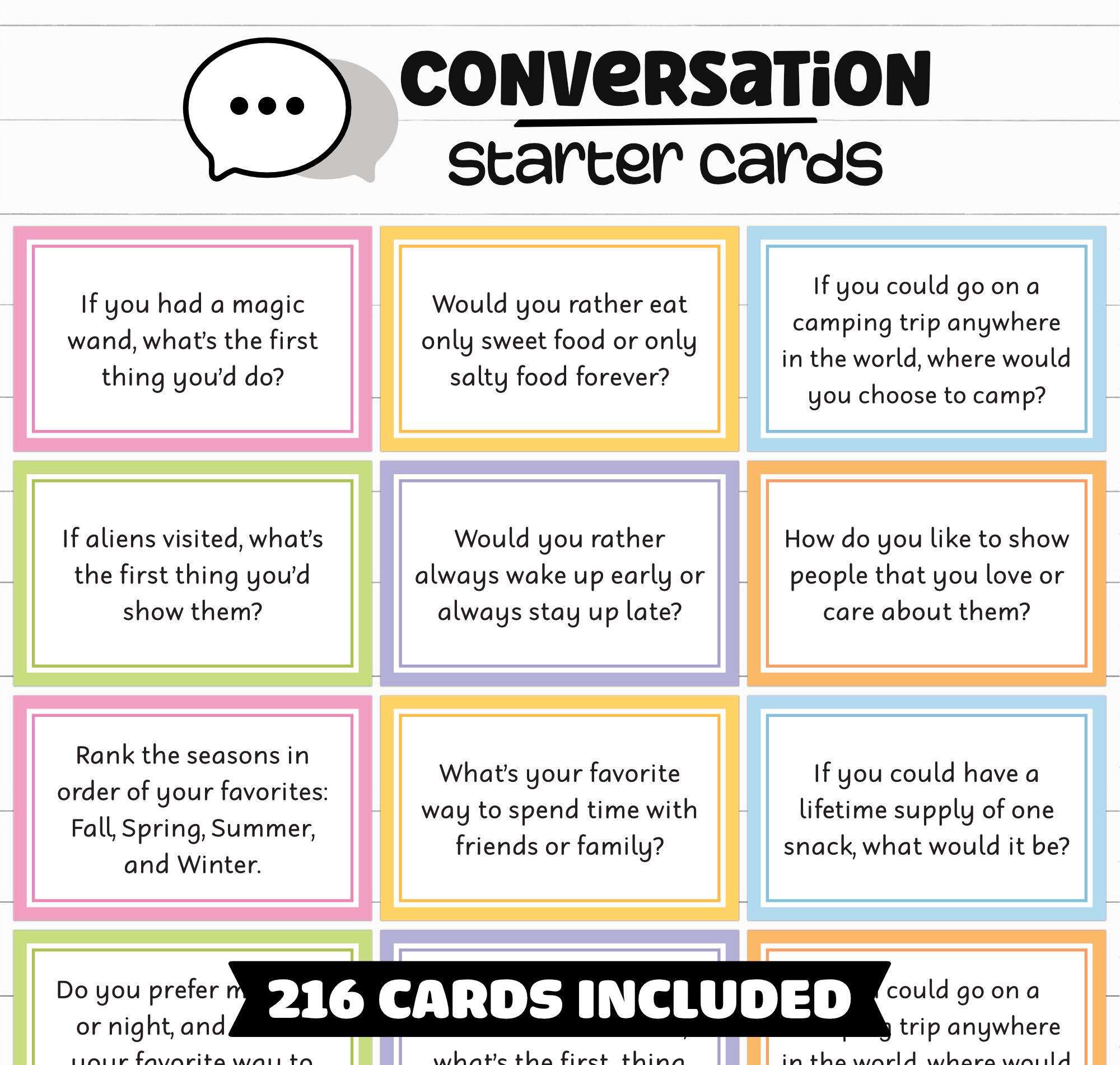 Family Conversation Cards, Conversation Starter Cards, Kids ...