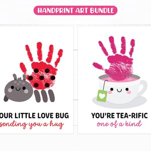 Kids Valentines Handprint Art Bundle, Printable Valentines Day ...
