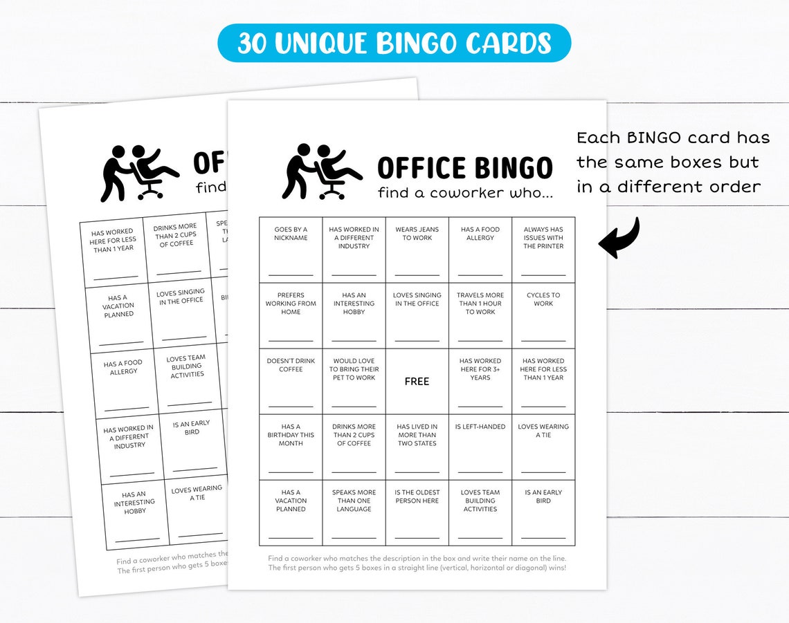 Networking Bingo, Find Someone Who Coworker Bingo, Office Team Building ...