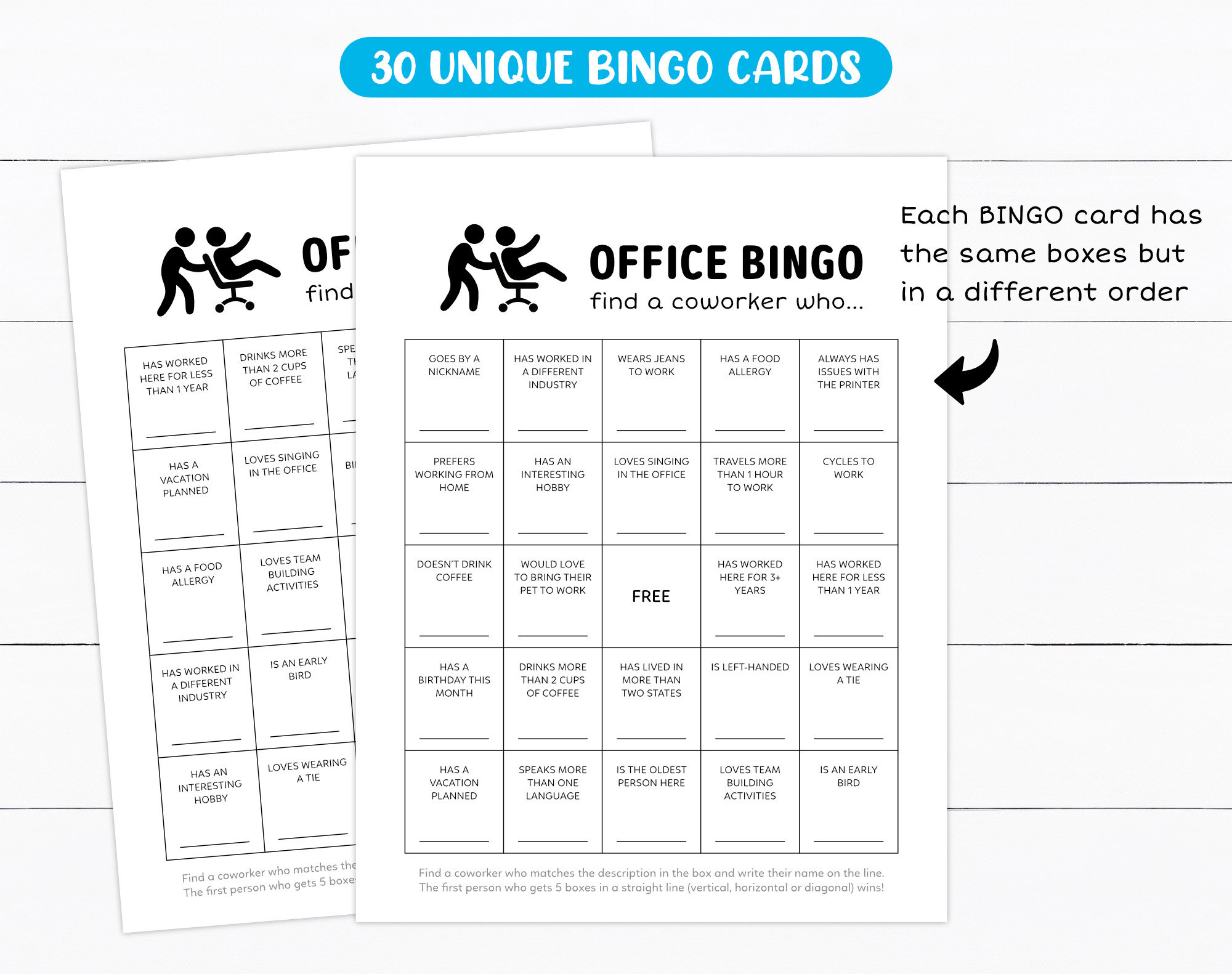 Networking Bingo, Find Someone Who Coworker Bingo, Office Team Building ...