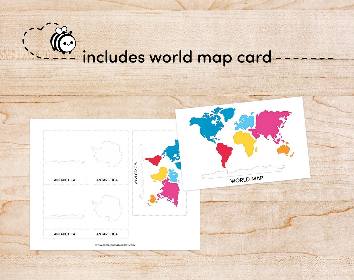 Continents Flashcards World Map Flashcards Seven Continents - Etsy
