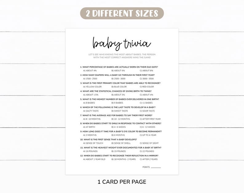 Baby Shower Trivia Game, Baby Trivia Game, Minimalist Baby Trivia Quiz ...