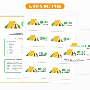 What's Your Camping Name Game With Tags, Create a Camping Name, Camping ...