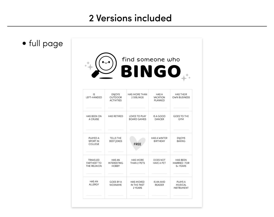 Get to Know You Bingo, Find the Guest Bingo, Find Someone Who Bingo ...