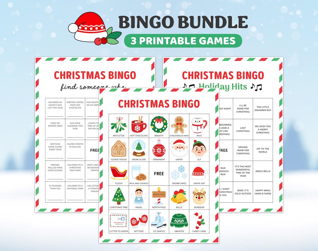 Christmas Bingo Bundle, Christmas Bingo Game, Funny Holiday Human Bingo ...