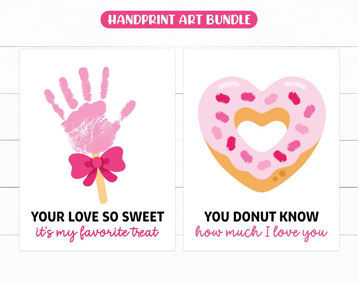 Kids Valentines Handprint Art Bundle, Printable Valentines Day ...