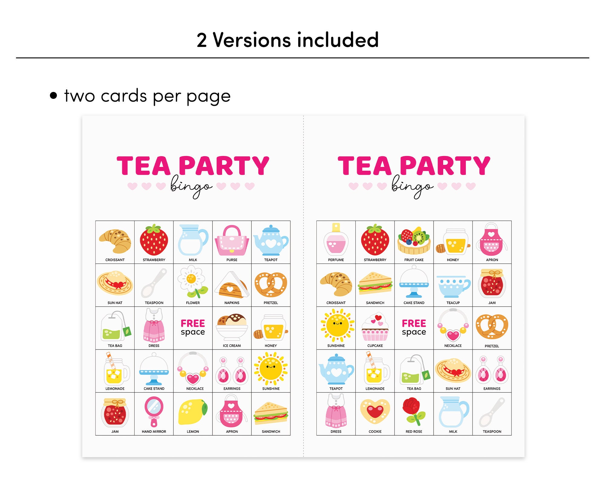 Tea Party Bingo Cards, Afternoon Teatime Bingo Game Template, Spring ...