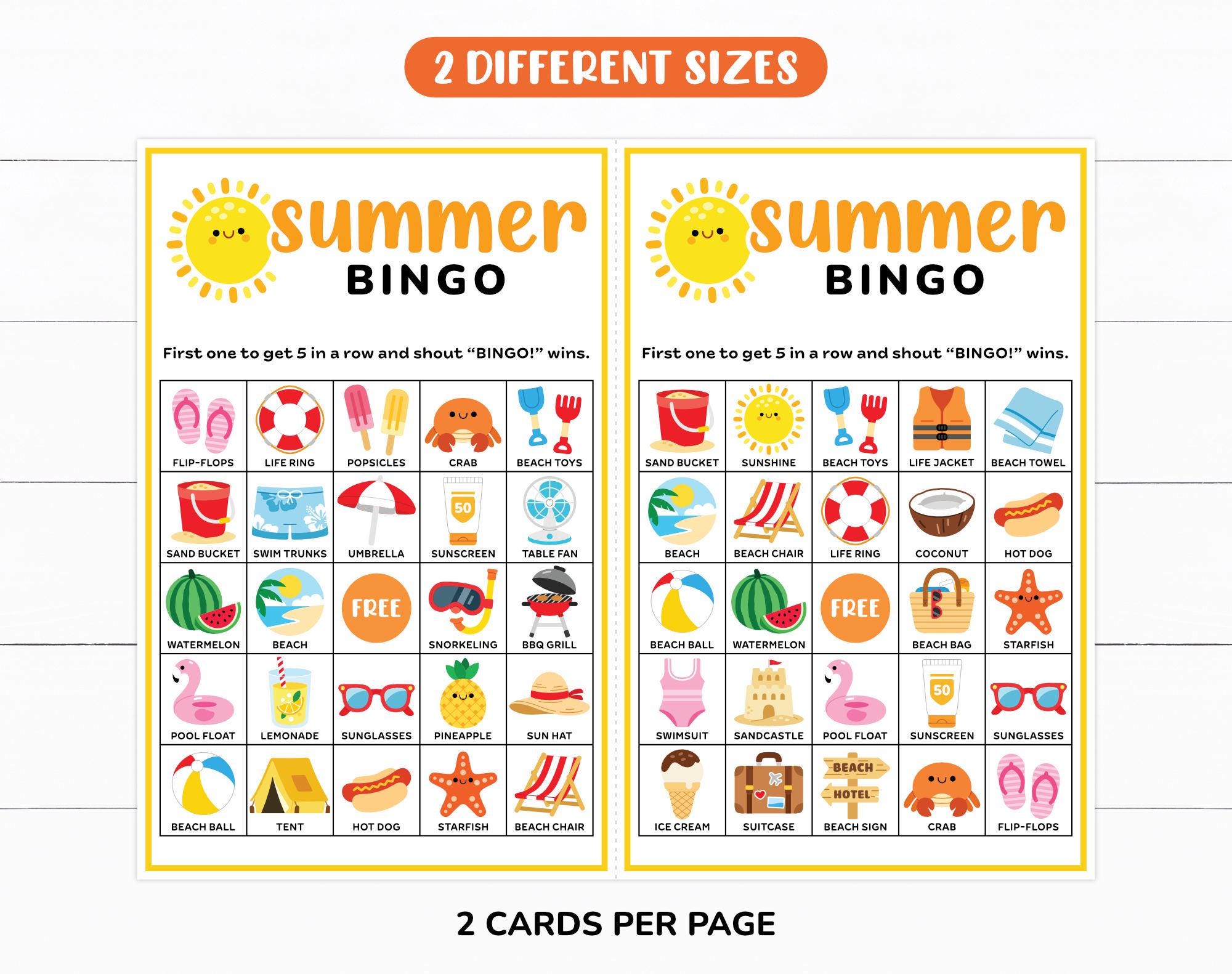 Summer Bingo Cards, Printable Summer Bingo Game, Beach Day Bingo ...