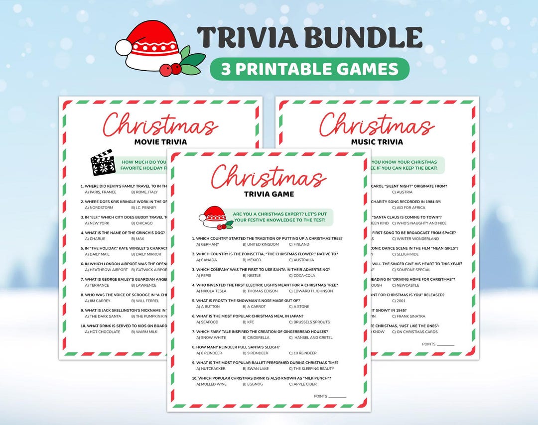 Christmas Trivia Bundle, Christmas Bundle, Movie, Songs and Music ...