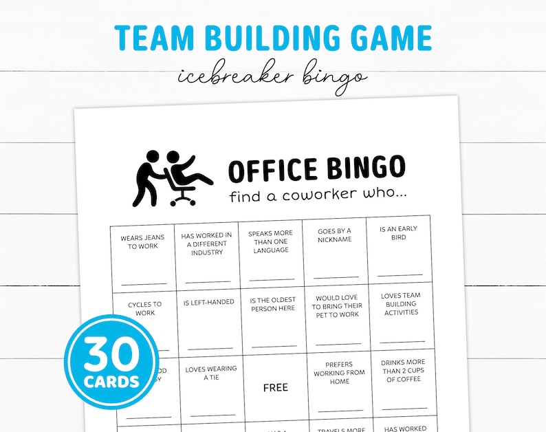 Networking Bingo, Find Someone Who Coworker Bingo, Office Team Building ...