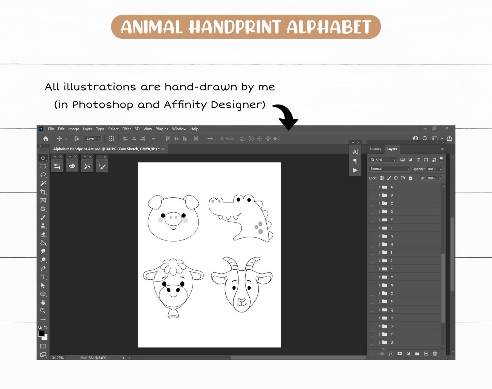 Animal Alphabet Handprint Art Craft, Handprint Alphabet Book Template ...