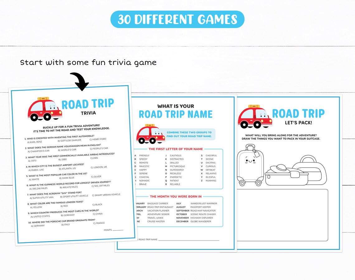Kids Road Trip Games Bundle, Family Road Trip Pack, Printable Travel ...