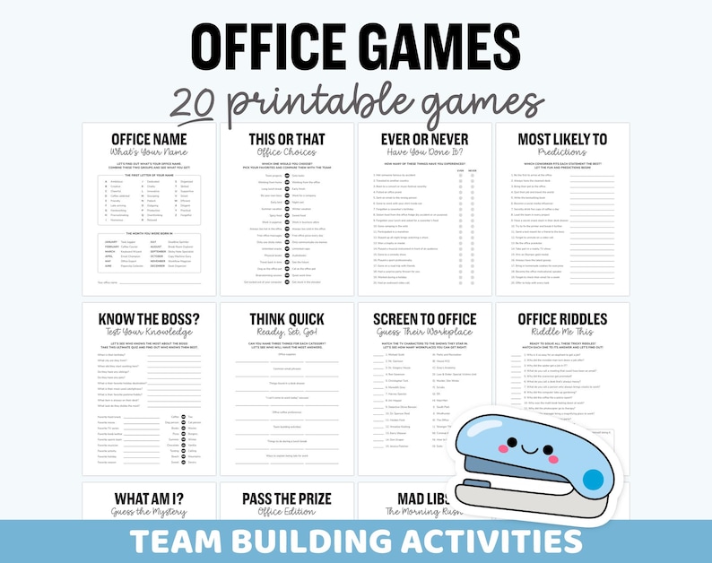 Team Building Games for Work, Office Games Bundle, Work Party Games ...